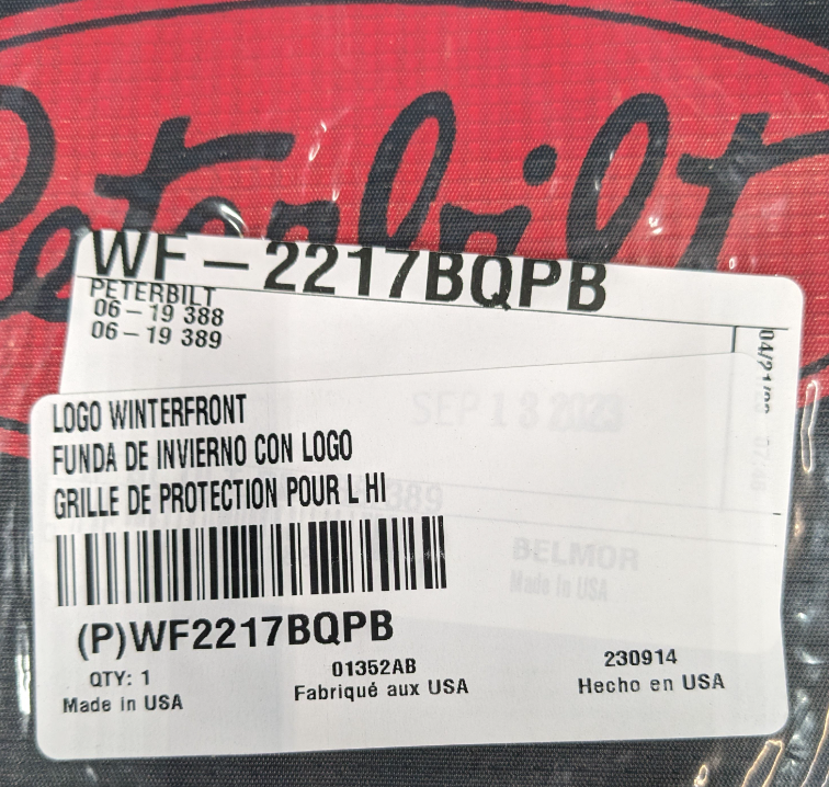 Belmor Winterfront Peterbilt 388 389 Premium Quilted Winter Front ...