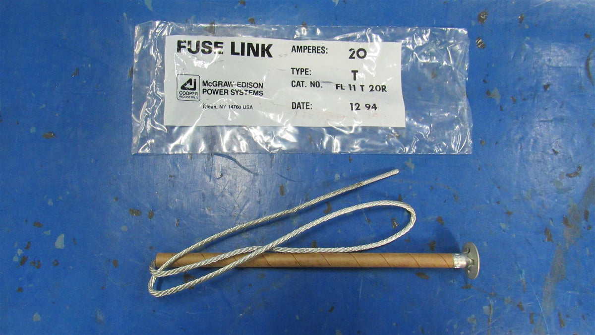 Cooper Power Systems FL11T20R Fuse Link T 20A Slow Speed Solid Head ...
