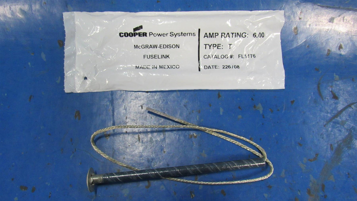 Cooper Power Systems FL11T6 Fuse Link T 6A Slow Speed 23' Fuselink ...
